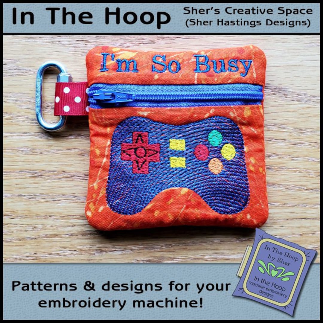 ITH Gamer Mini Zipper Bag, in the Hoop Zipper Bag, Gaming Zipper Bag ...
