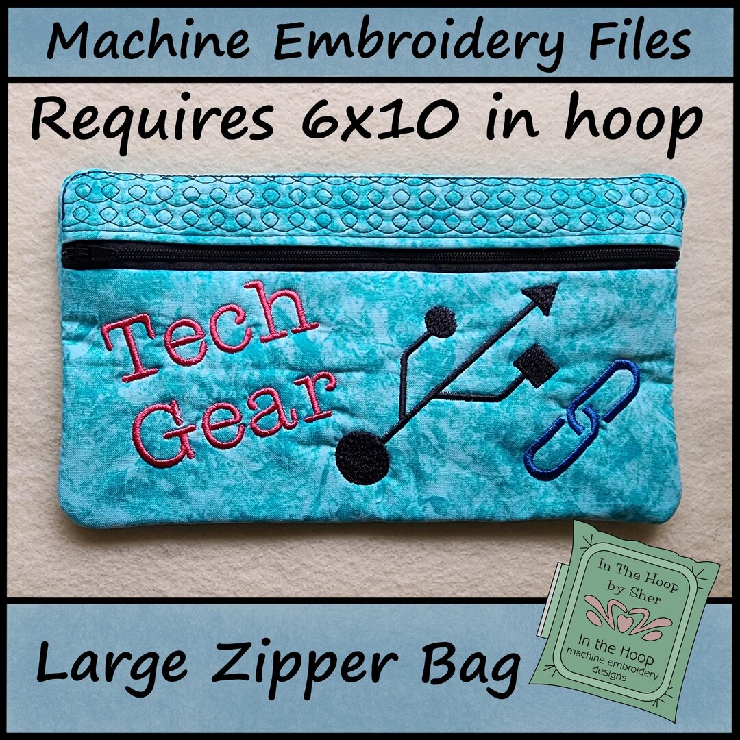 ITH Tech Gear Zipper Bag, in the Hoop Zipper Bag, Tech Zipper Bag, Tech ...