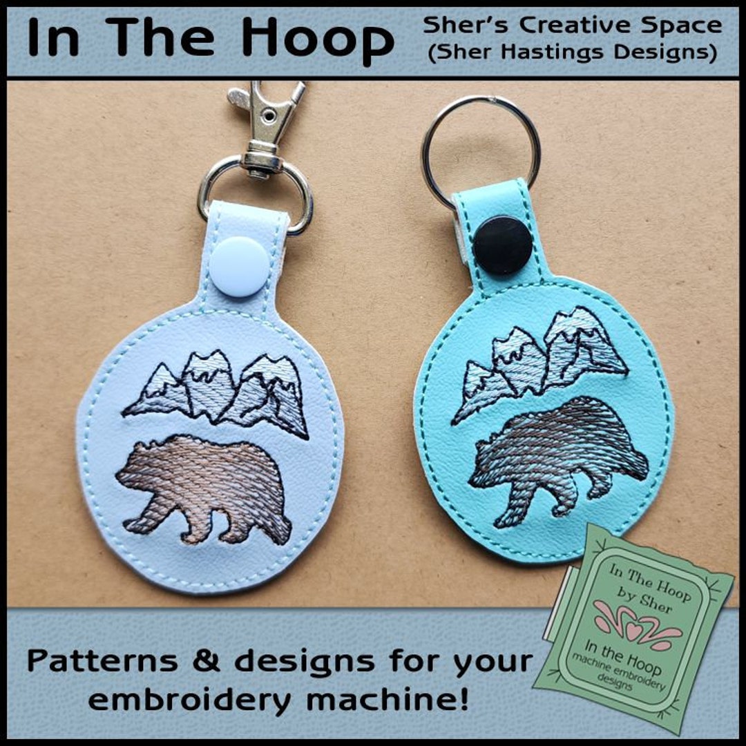 ITH Bear & Mountain Key Fob, Bear Keychain, Bear Bag Tag, Mountain Key ...