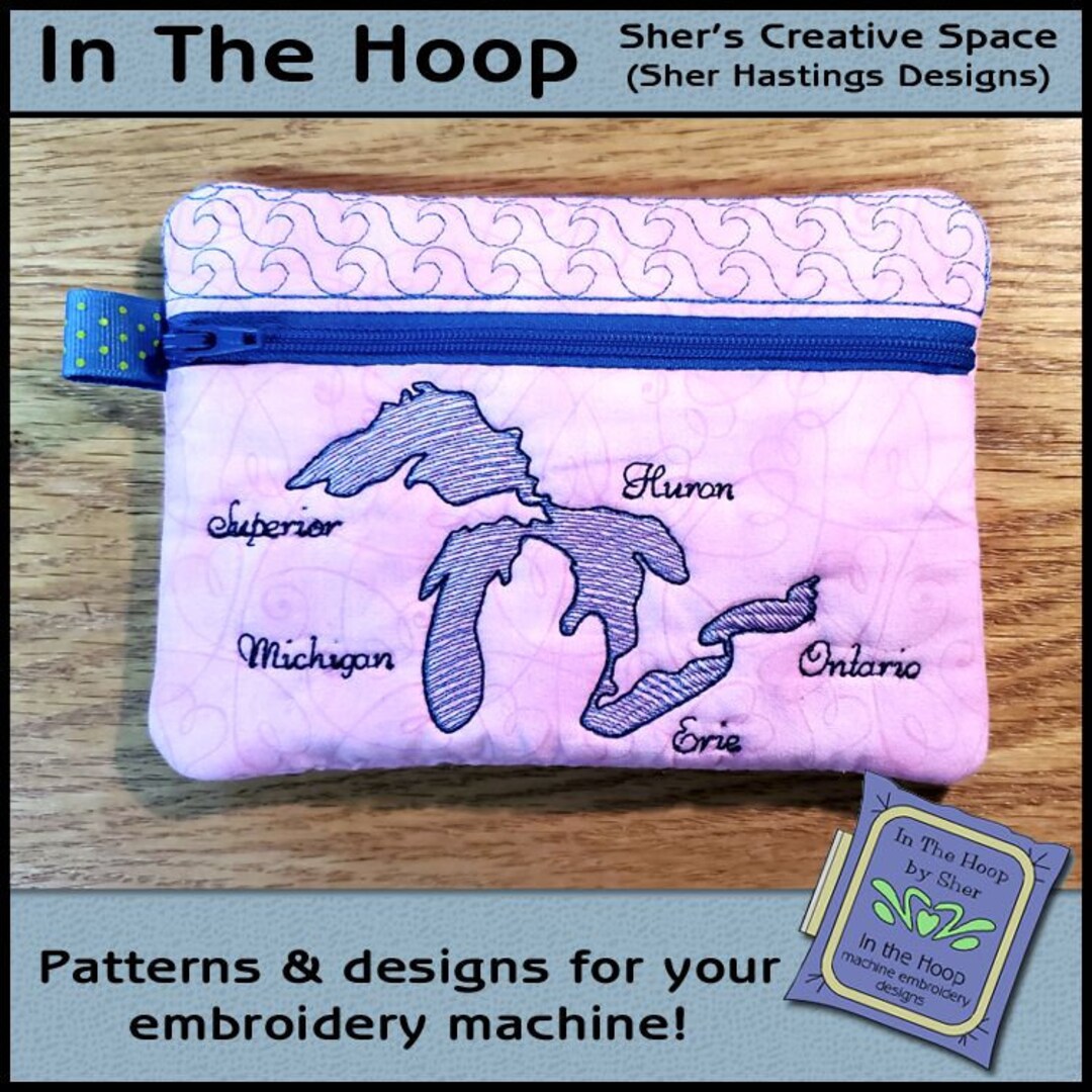 ITH Great Lakes Zipper Bag, in the Hoop Zipper Bag, Travel Zipper Bag ...