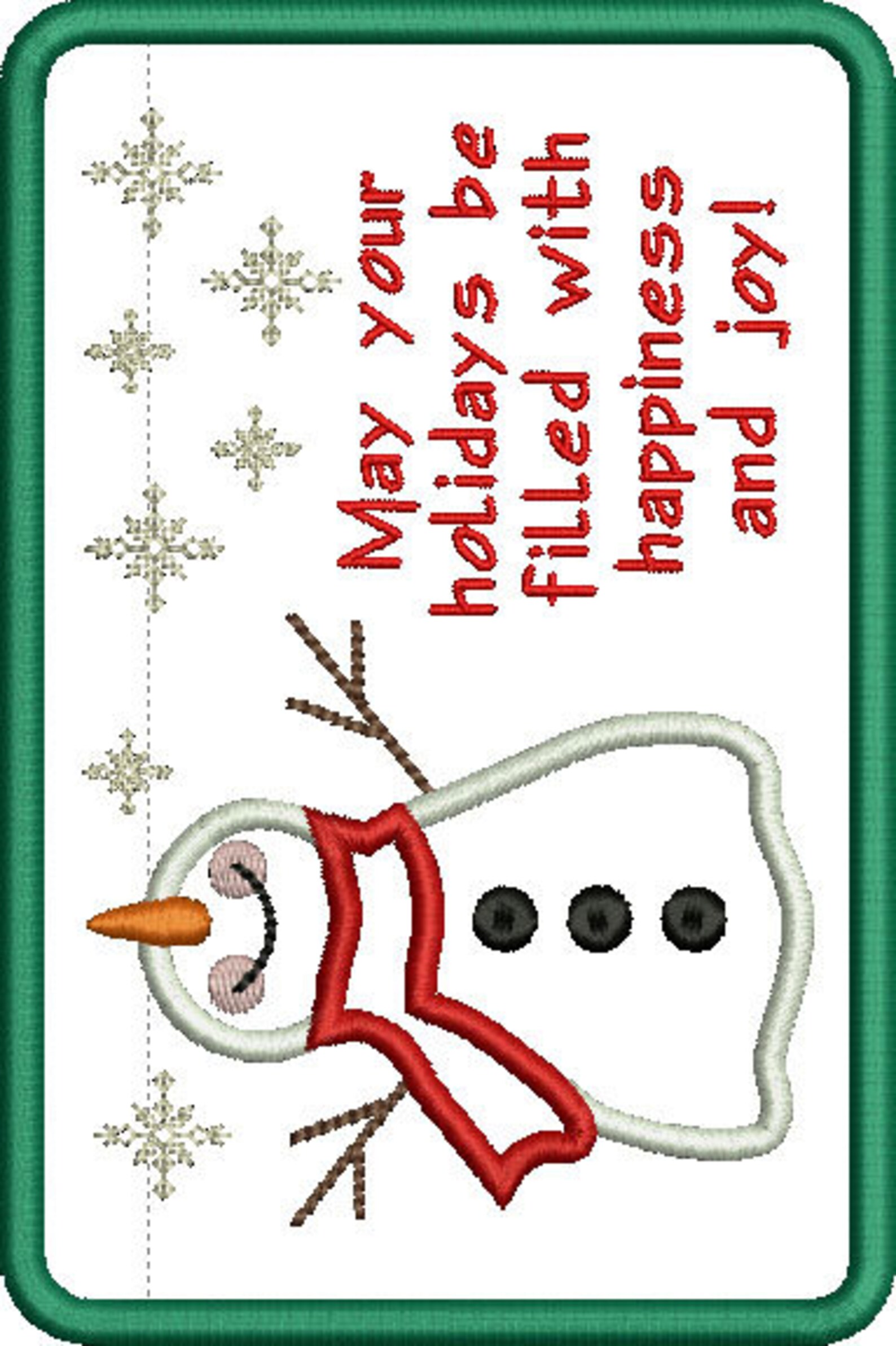 ITH Happy Snowman Postcard - Snowman Embroidery - in the Hoop Post Card ...