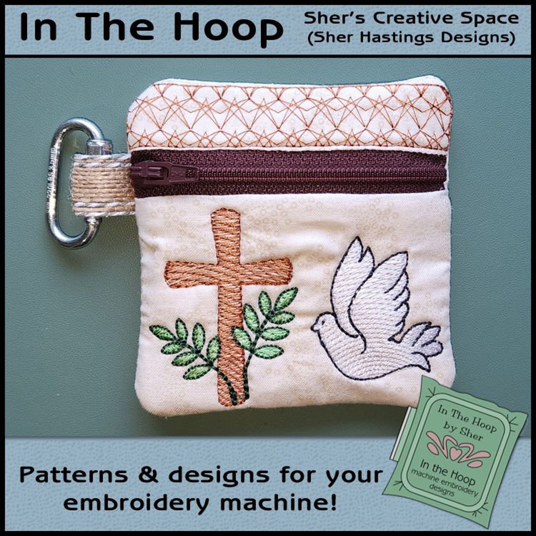 ITH Cross & Dove Mini Zipper Bag, Religious Zipper Bag, Cross Zipper ...