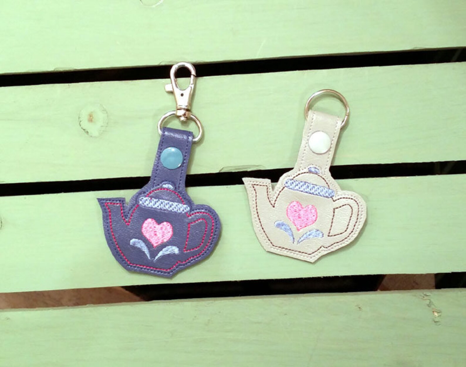 ITH Teapot Key Fob Teapot Bag Tag Teapot Snap Tab Teapot - Etsy