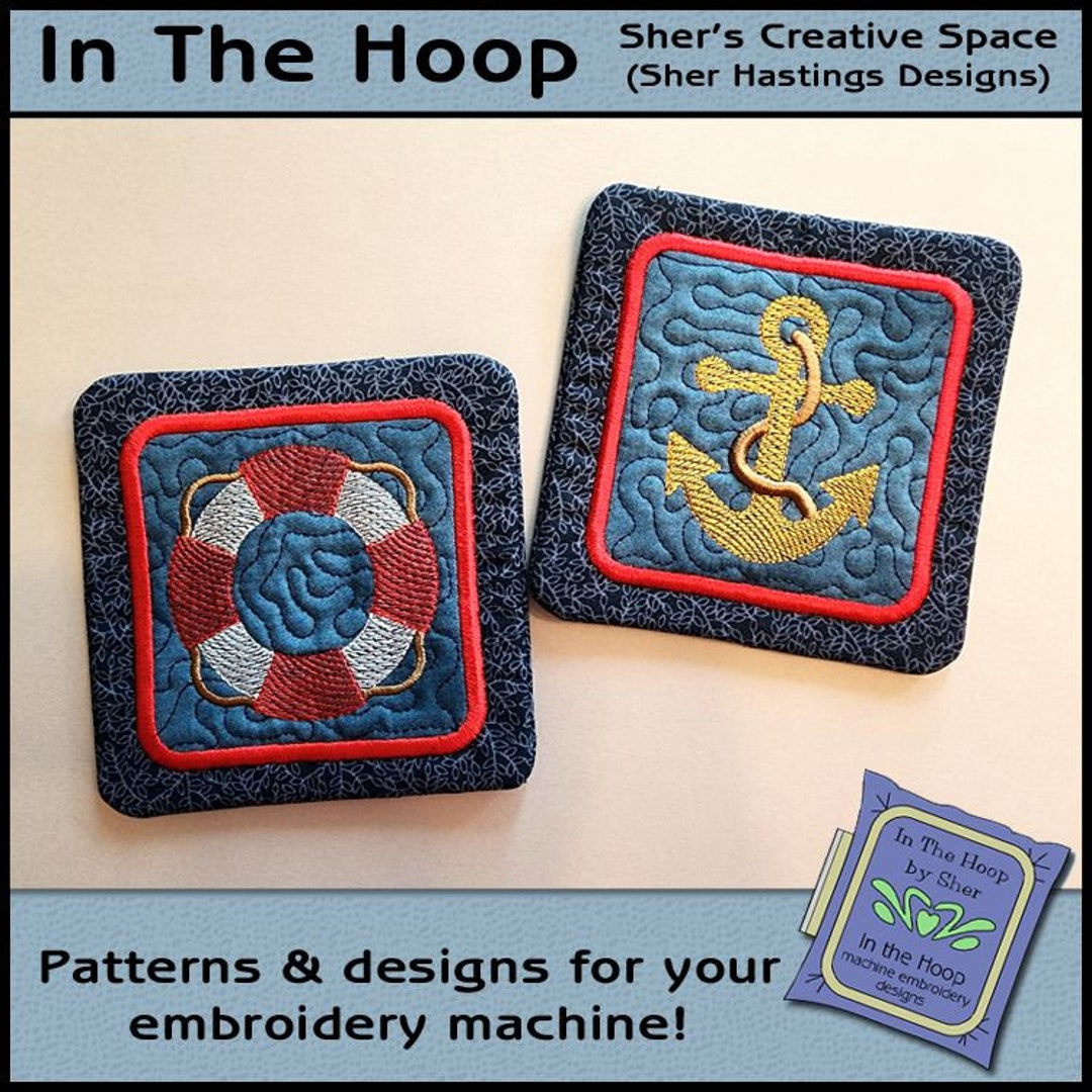 ITH Nautical Coasters - in the Hoop Coasters - Anchor Coasters ...
