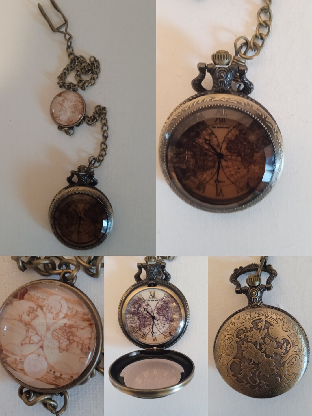 World Map Theme Pocket Watch - Etsy