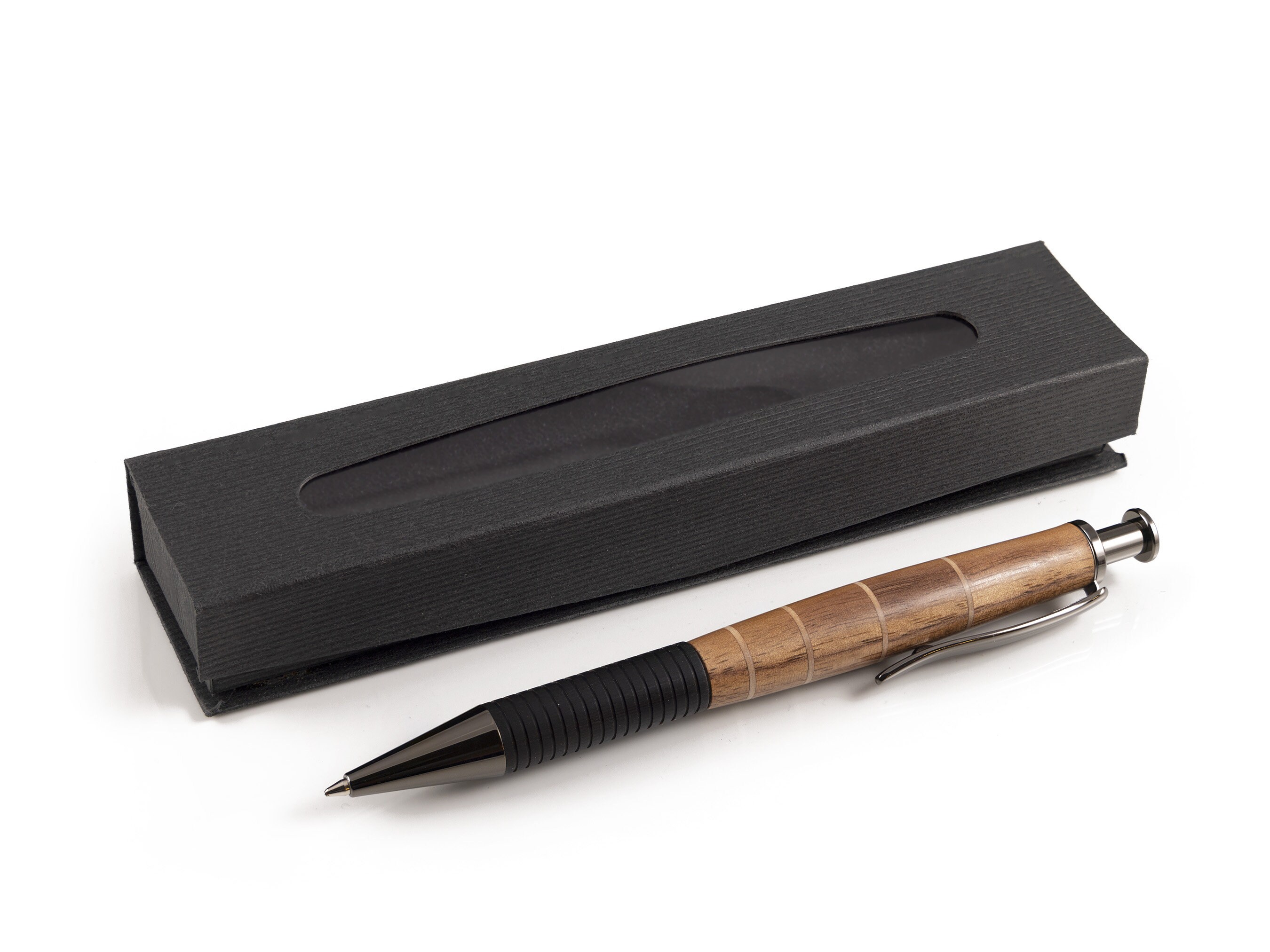 Walnut Segmented Clicker Wood Pen With Metal Grip - Etsy