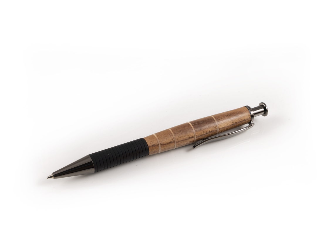 Walnut Segmented Clicker Wood Pen With Metal Grip - Etsy