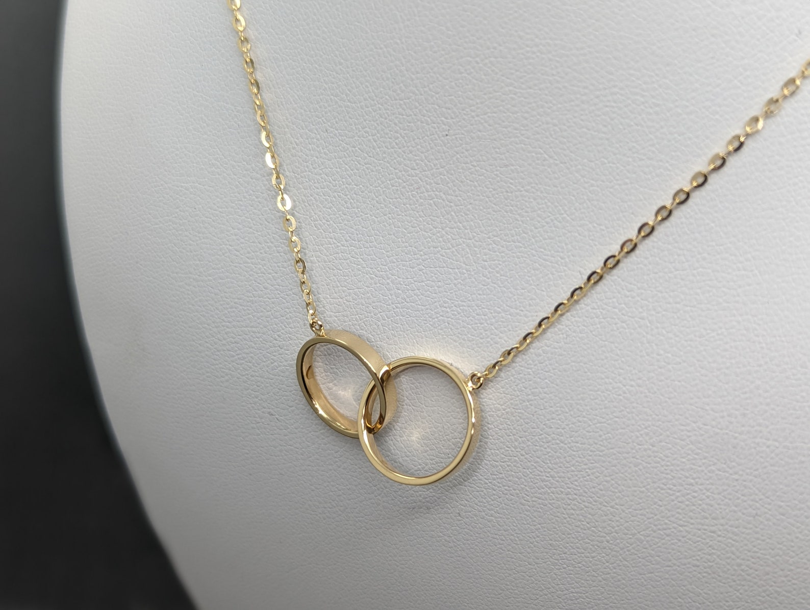 Custom Double 18K Solid Gold Rings Necklace - Etsy