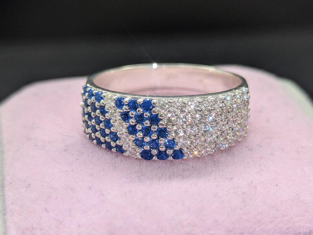 Custom 14K Gold 5-lane Pave Set Band - 1.14ct Choice Natural & Lab ...