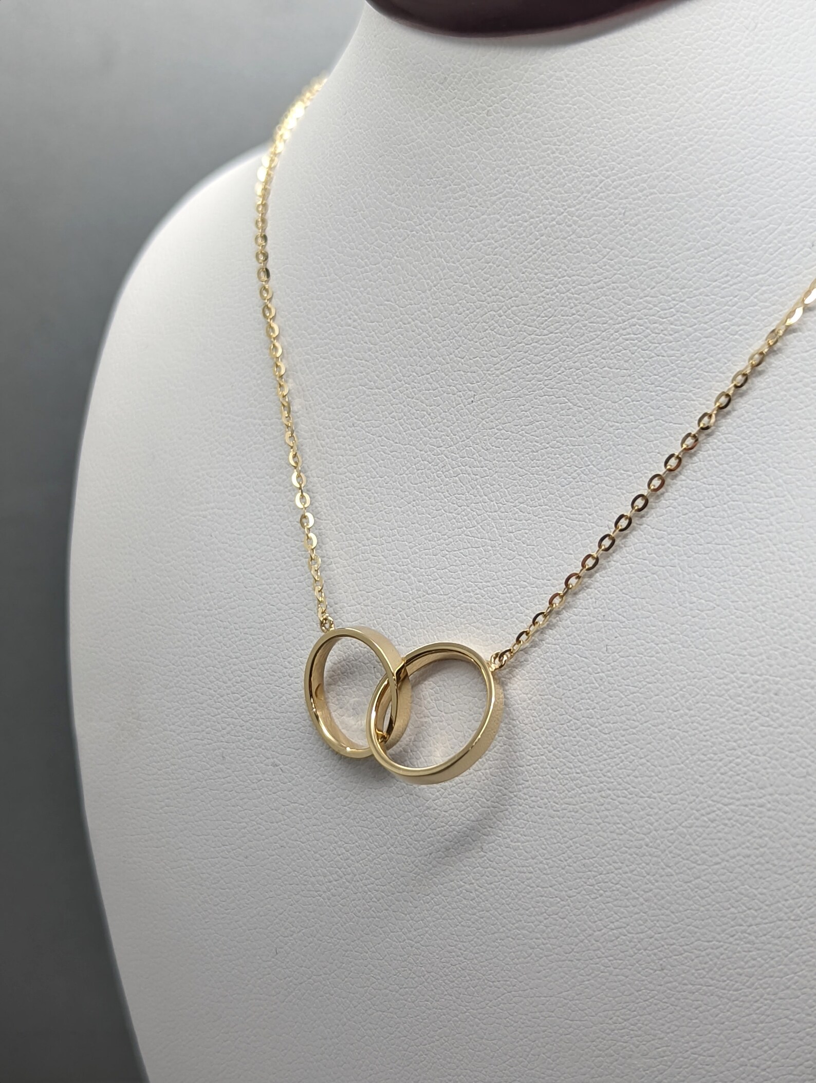 Custom Double 18K Solid Gold Rings Necklace - Etsy