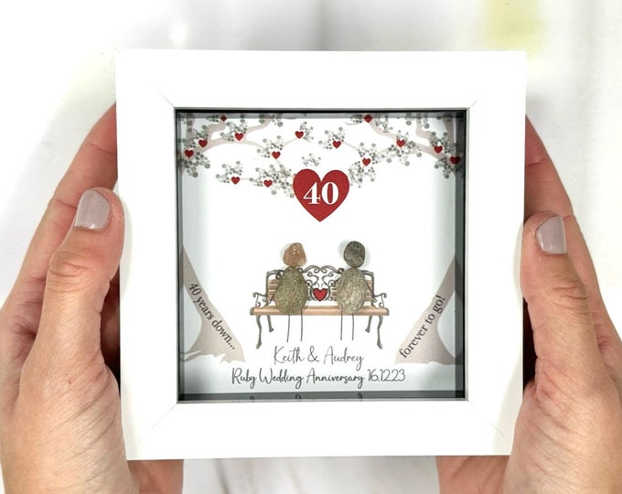 Ruby Wedding Anniversary Pebble Frame,personalised 40th Anniversary ...