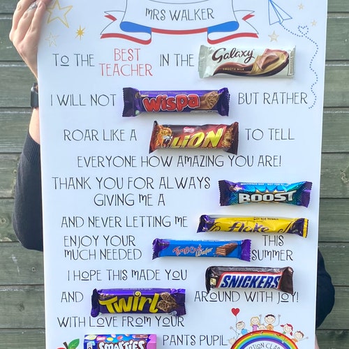 XL Personalised Teacher Chocolate Message Board Teacher - Etsy UK