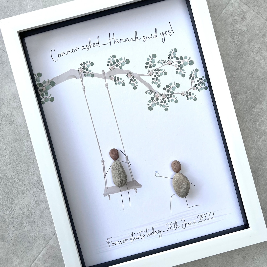 Personalised Engagement Swing Pebble Picture Framed Pebble - Etsy