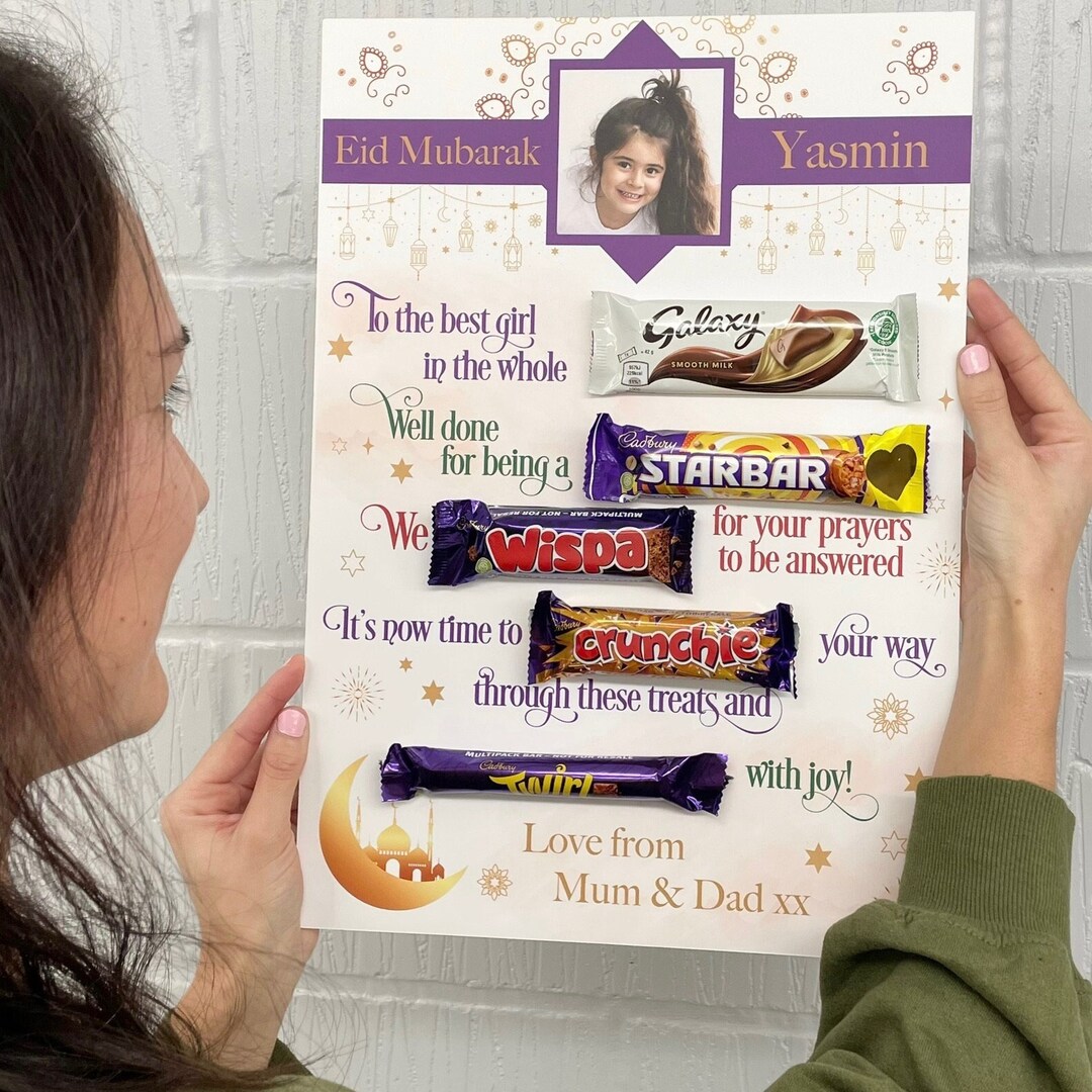 Personalised Eid Mubarak Chocolate Message Board With Photo Eid Gifts ...