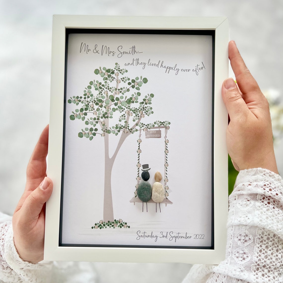 Personalised Wedding Swing Pebble Picture Pebble Art Wedding | Etsy UK