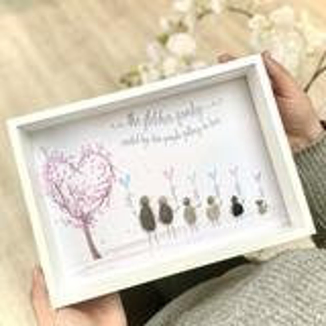 Personalised Balloon Family Tree Pebble Picture Framed - Etsy