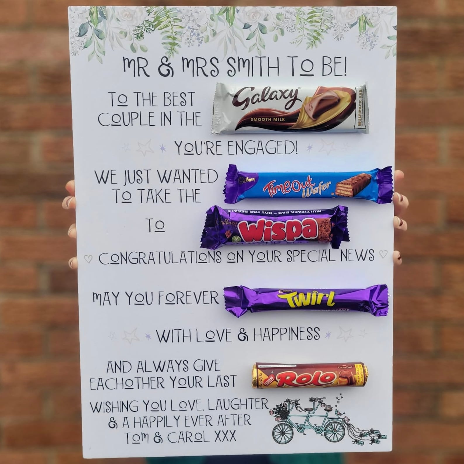 Personalised Engagement Him and Her Chocolate Board - Chocolate Board ...