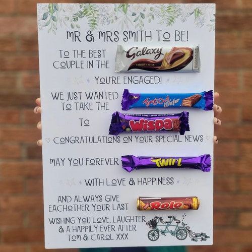 Personalised Engagement Him and Her Chocolate Board - Etsy