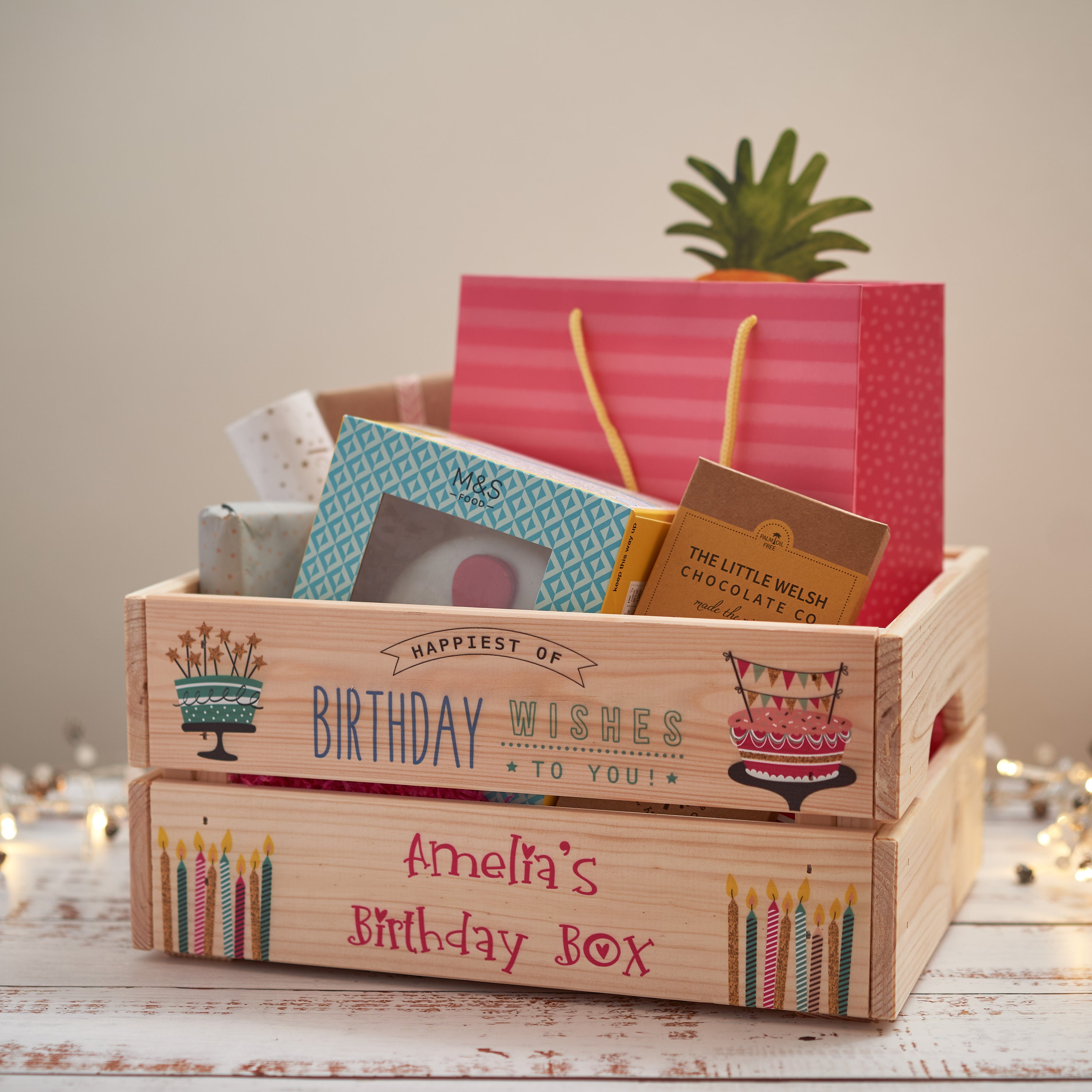 Personalised Birthday Box - Personalised Happy Birthday Crate - Gifts ...