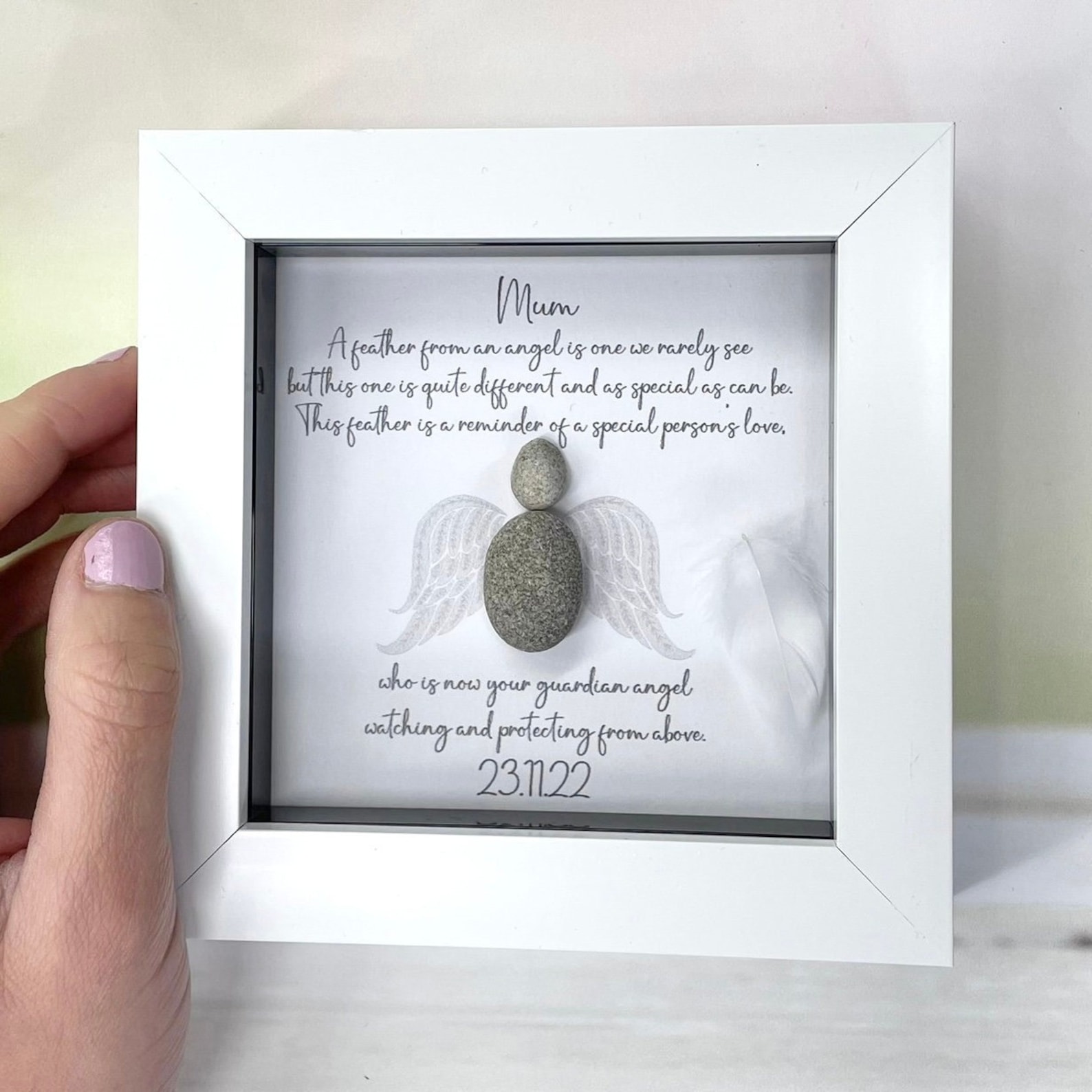Personalised Memorial Pebble Art – Guardian Angel Bereavement Gift - Etsy