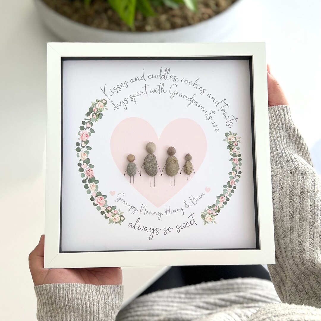 Personalised Grandparents Pebble Picture - Framed Pebble - Family ...