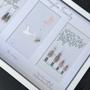 Personalised Family Story Pebble Picture - Large A3 Framed Pebble ...