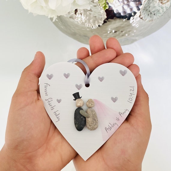 Personalised Wedding Hanging Heart Pebble Decoration Gift Ornament Wedding Gift Keepsake Wedding Gifts for Couple Wedding Gifts UK Etsy Ireland