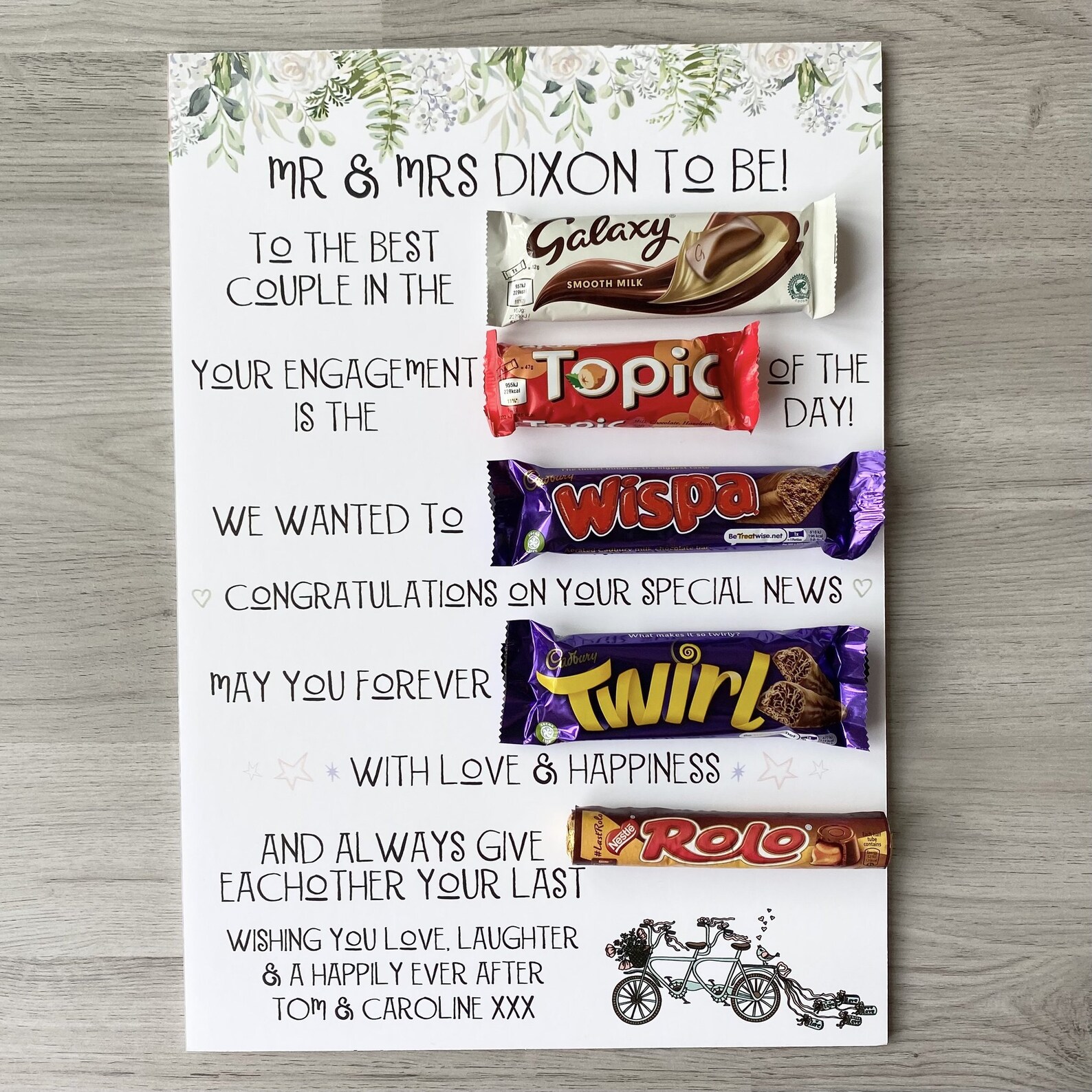 Personalised Engagement Him and Her Chocolate Board | Etsy