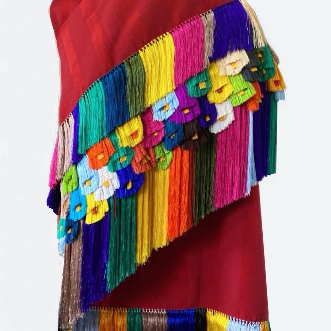 Purepecha Silk Fringe Rebozo From Michoacán With Pattern Fringe - Etsy