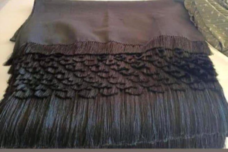 Purepecha Silk Fringe Rebozo From Michoacán With Pattern Fringe ...