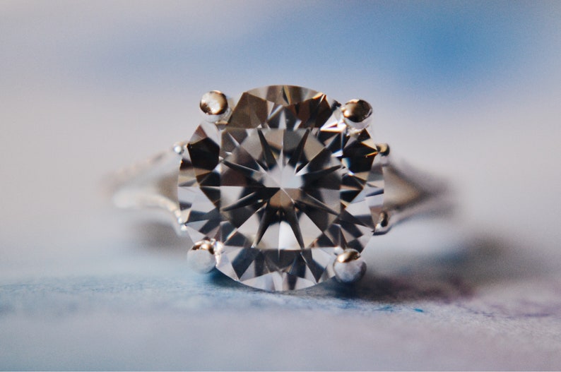 4 Carat 10mm Round Brilliant Cut Diamond Simulant Sterling - Etsy