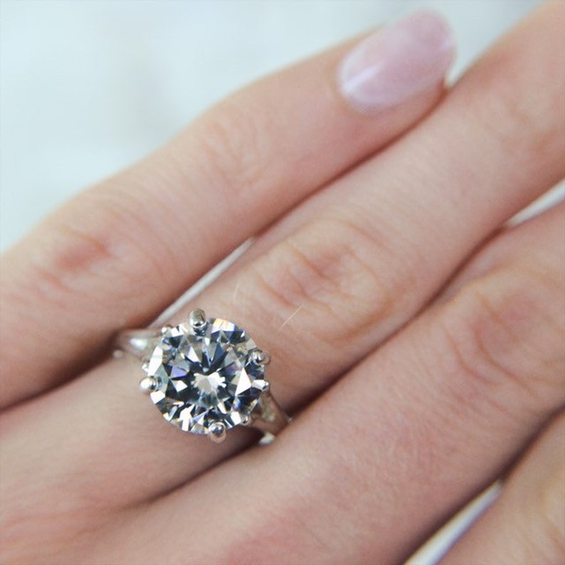 4 Carat 10mm Round Brilliant Cut Diamond Simulant Sterling - Etsy
