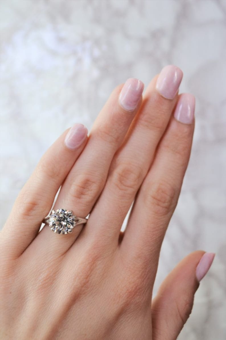 4 Carat 10mm Round Brilliant Cut Diamond Simulant Sterling - Etsy