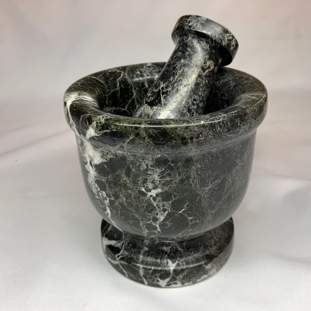 Jasper Mortar & Pestle: Natural Black and White Zebra Jasper Polished ...