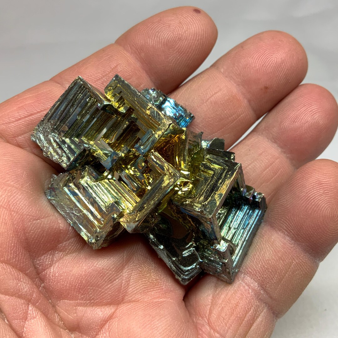 Bismuth: Titanium Aura Rainbow Natural Pyramid Crystal Specimen #4067 ...