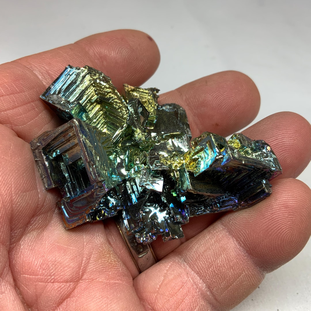 Bismuth: Titanium Aura Rainbow Natural Pyramid Crystal Specimen #4063 ...