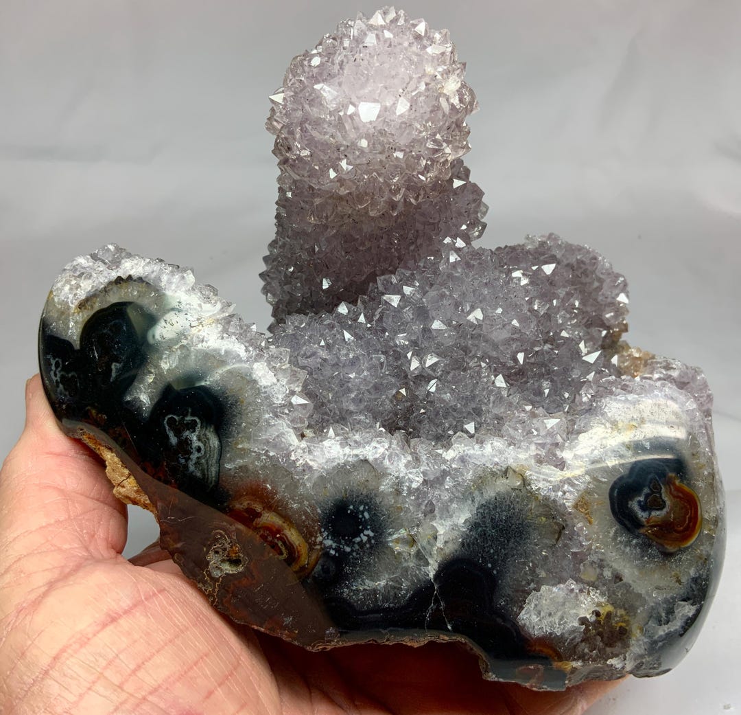Agate Druzy Geode: Natural Quartz Stalactites and Amethyst Crystals 3 ...