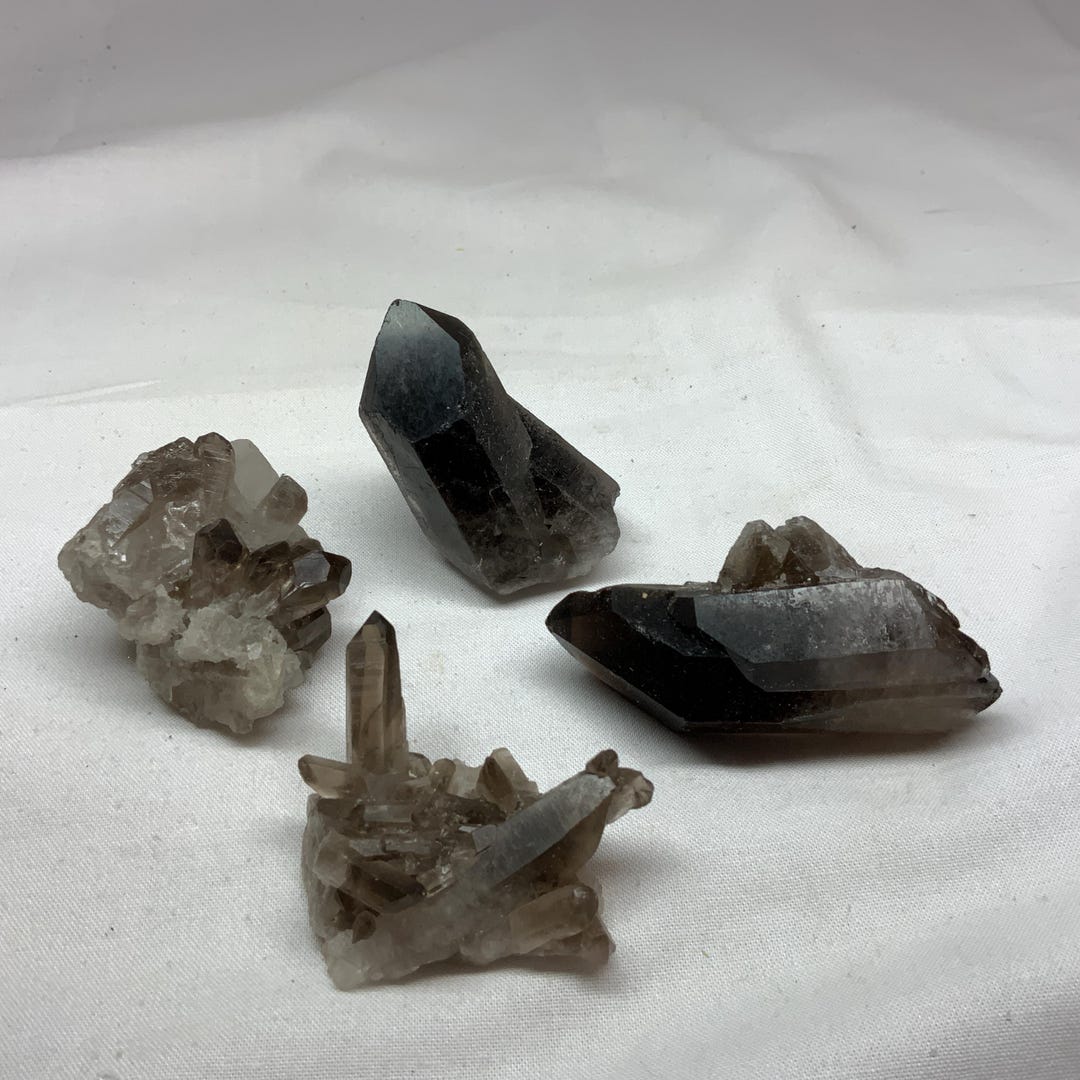 4 Smoky Quartz Clusters: Natural Deep Brown Crystal Specimen Points - Etsy