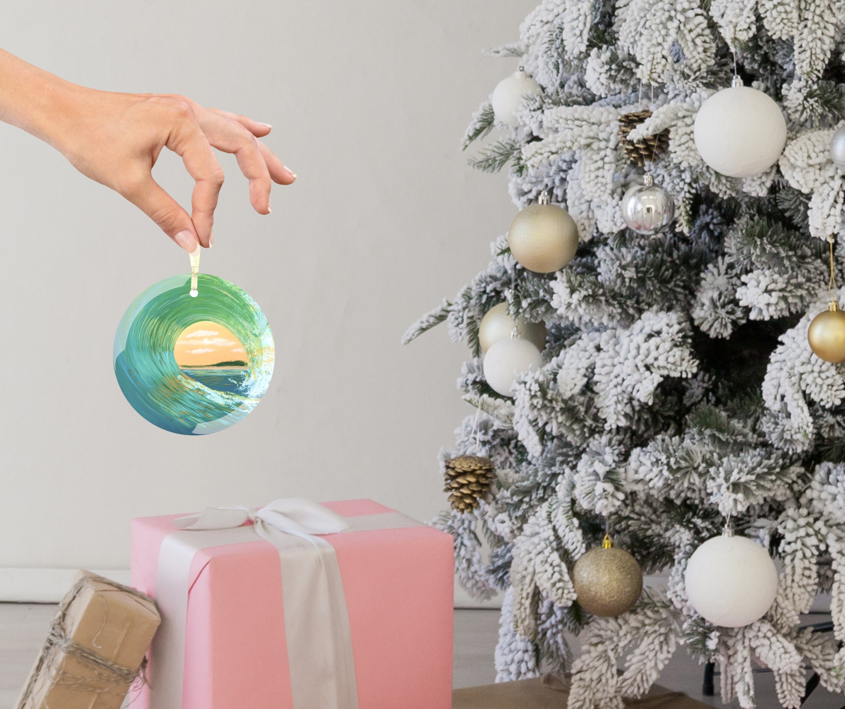 Crashing Wave Glass Christmas Ocean Ornament - Etsy