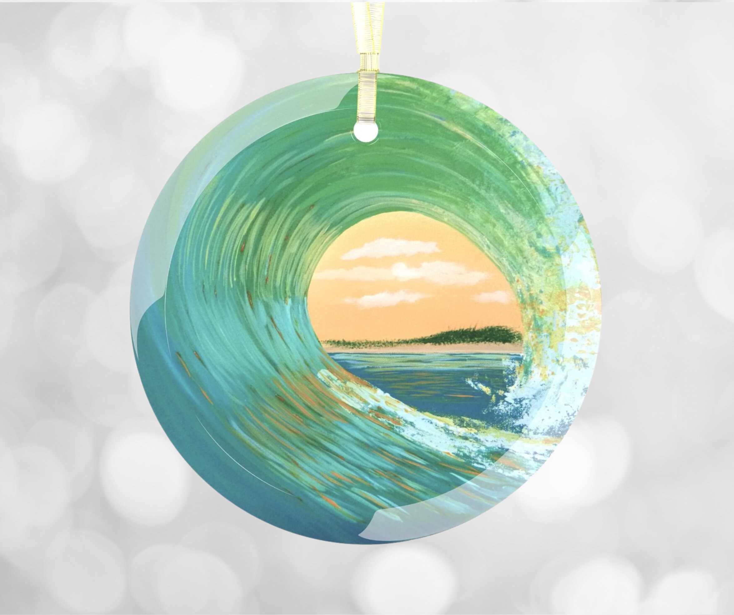 Crashing Wave Glass Christmas Ocean Ornament - Etsy