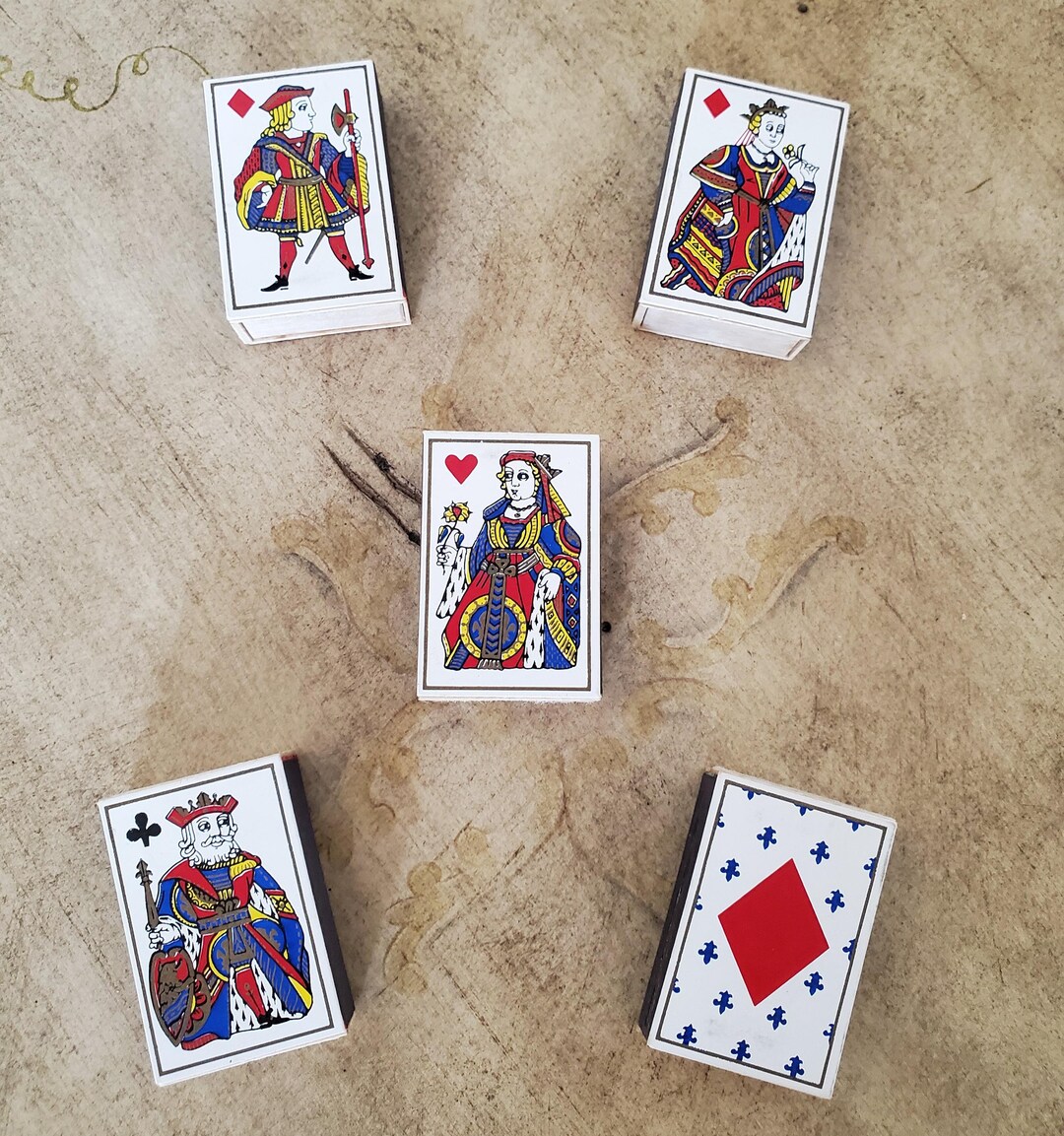 Set of Five Vintage Playing Card Mini Match Boxes With Matches Made in ...