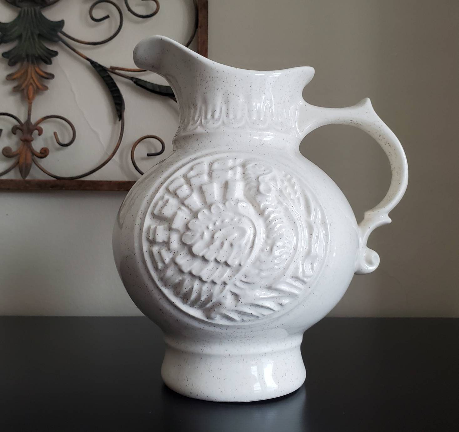 Vintage USA Mccoy Pottery Pitcher and Bowl With Turkey Design - Etsy