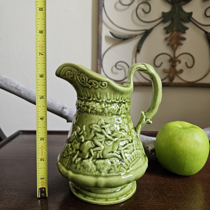 Vintage MCM Green Glazed Ceramic Pitcher With a Story to Tell - Etsy