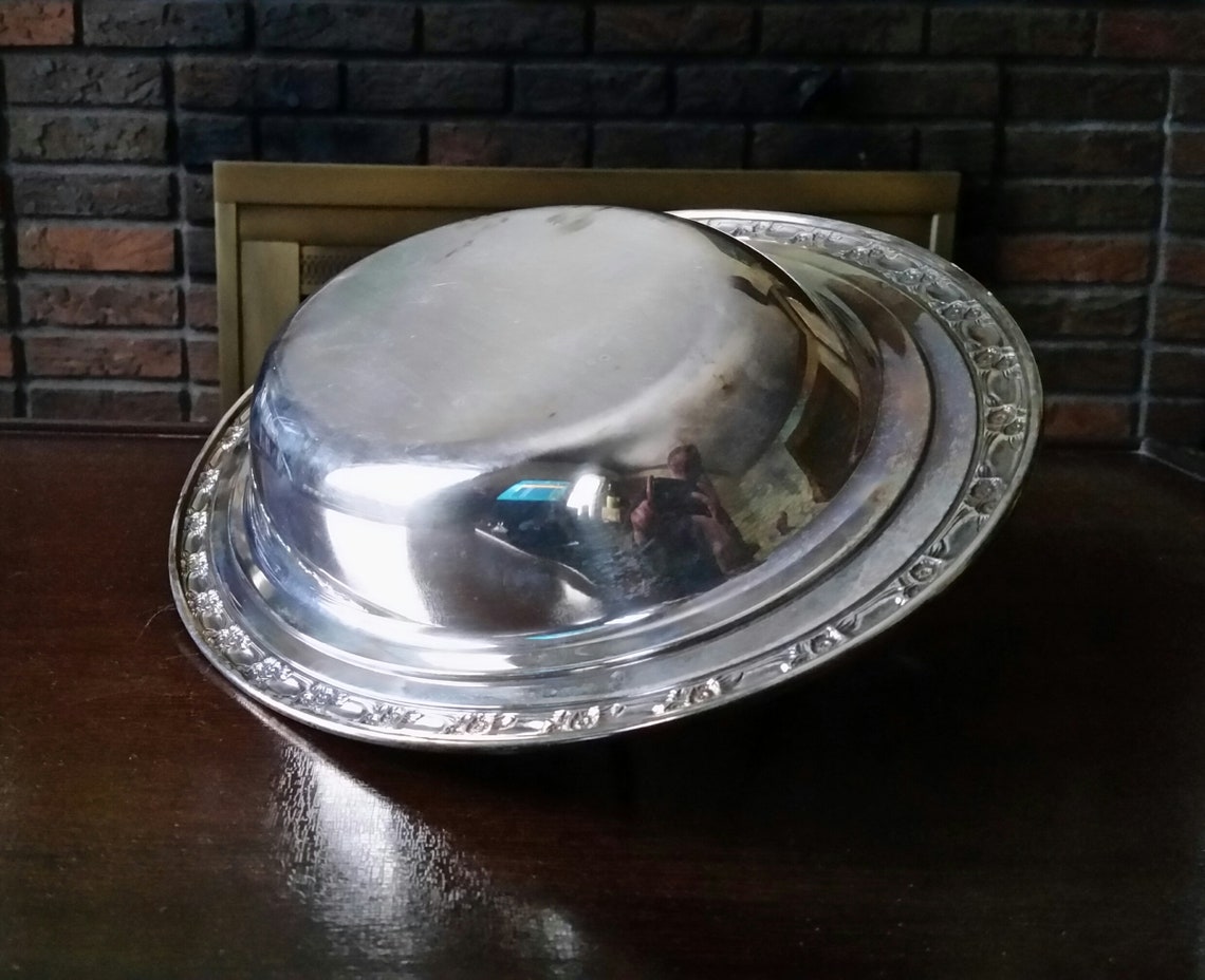 Vintage Oneida Silversmiths Oval Serving Tray, Silver Plate Dish With ...