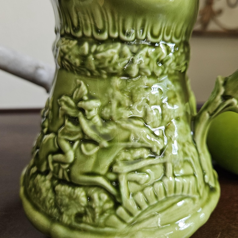 Vintage MCM Green Glazed Ceramic Pitcher With a Story to Tell - Etsy