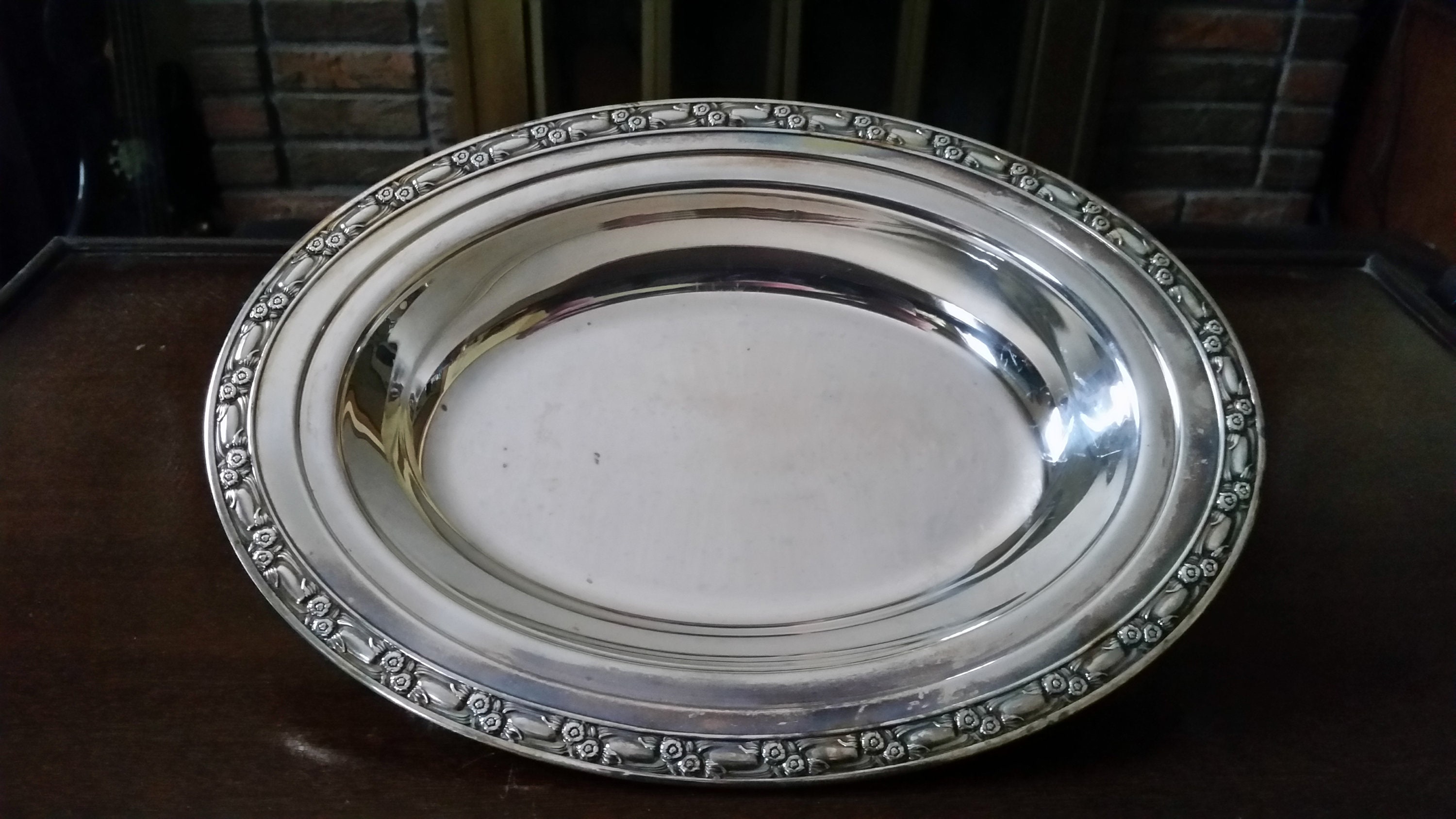 Vintage Oneida Silversmiths Oval Serving Tray, Silver Plate Dish With ...