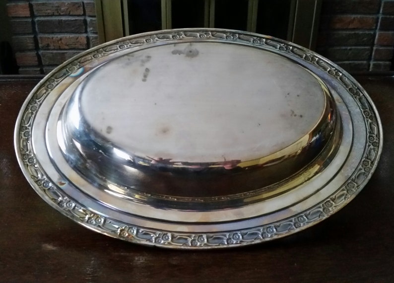 Vintage Oneida Silversmiths Oval Serving Tray, Silver Plate Dish With ...