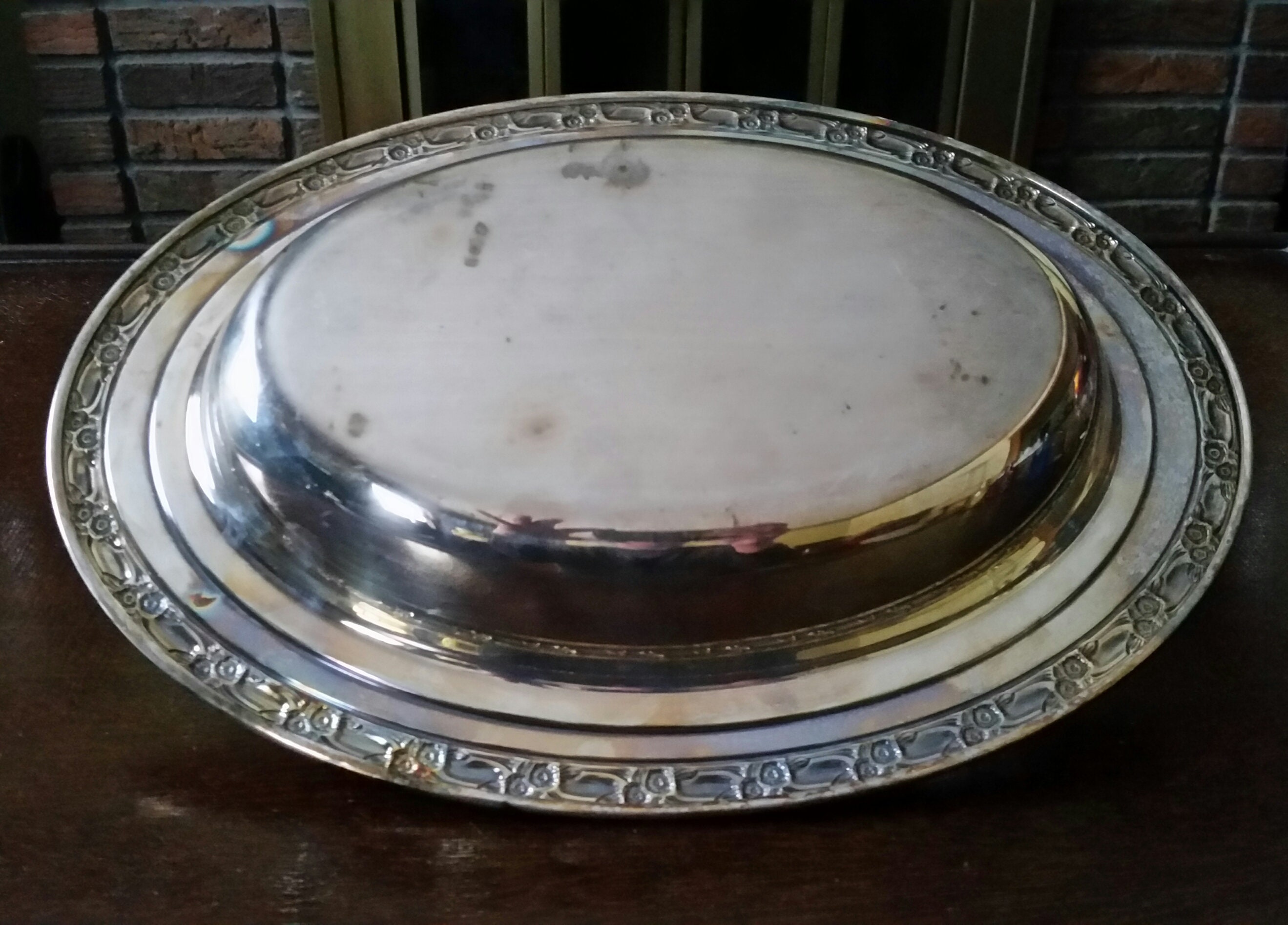 Vintage Oneida Silversmiths Oval Serving Tray, Silver Plate Dish With ...
