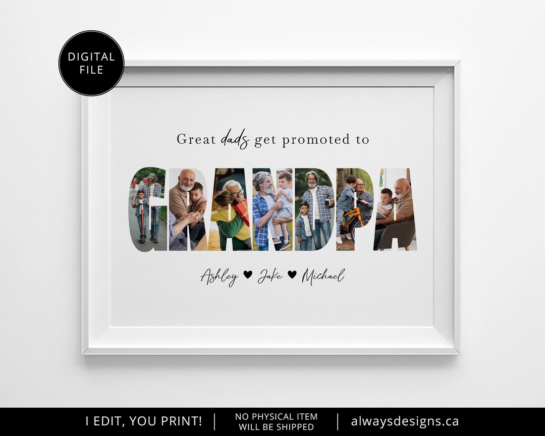 Printable Custom Grandpa Photo Collage, Personalized Photo Collage ...