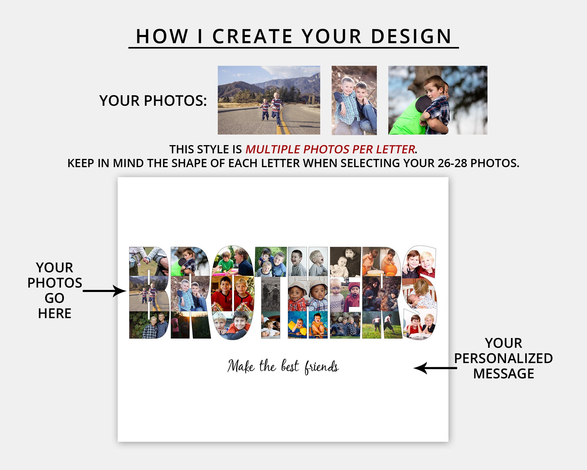 Personalized Brothers Photo Collage Brothers Picture Collage - Etsy